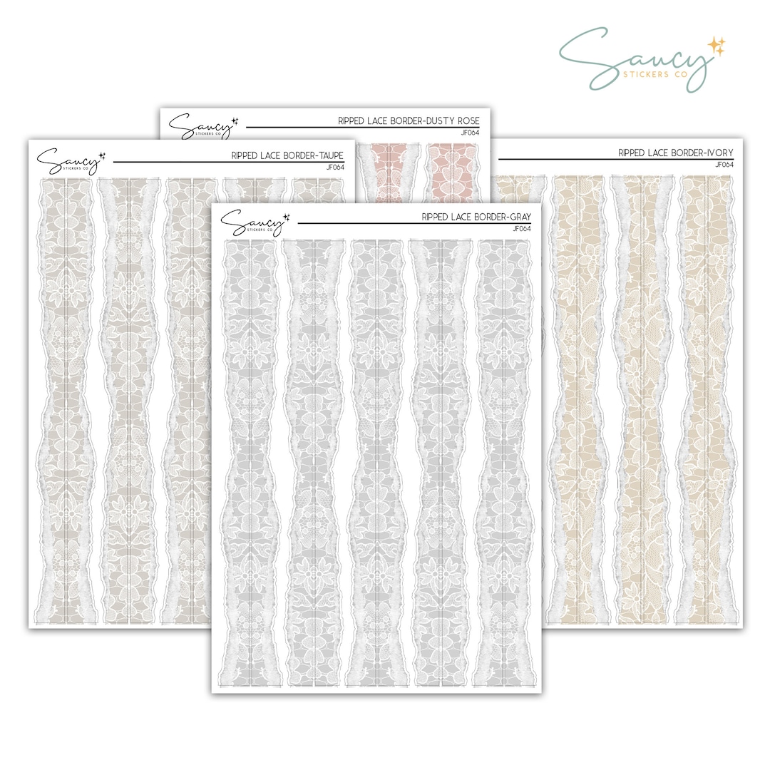 Ripped Lace Border Stickers | Journal Stickers | Planner | Bujo - Etsy