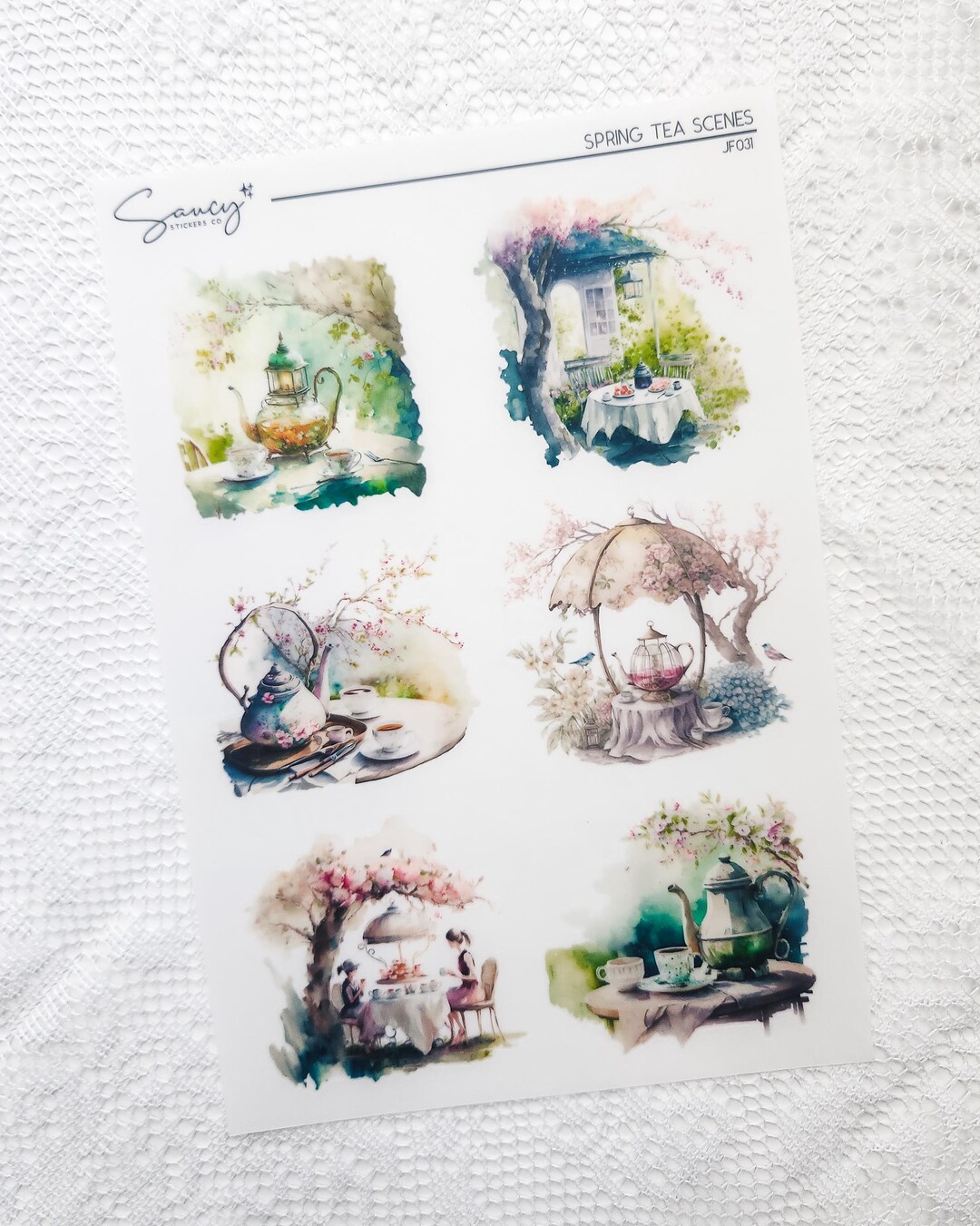 Spring Tea Scenes | Journaling | Sticker Kit | Bullet Journal Stickers ...