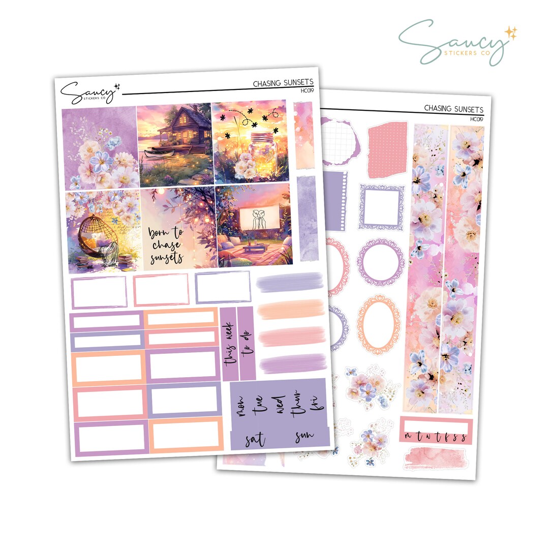 Chasing Sunsets Hobonichi Cousin A5 Planner Kit Sticker Kit Bujo ...