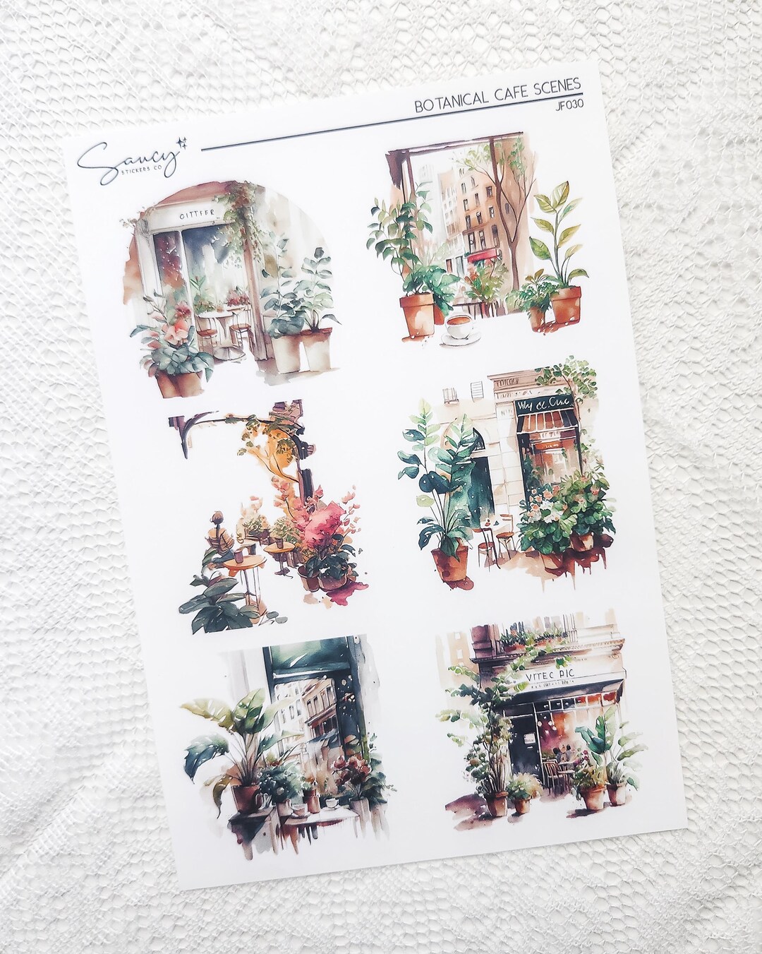 Botanical Cafe Scenes Stickers: Journal Planner Stickers - Etsy