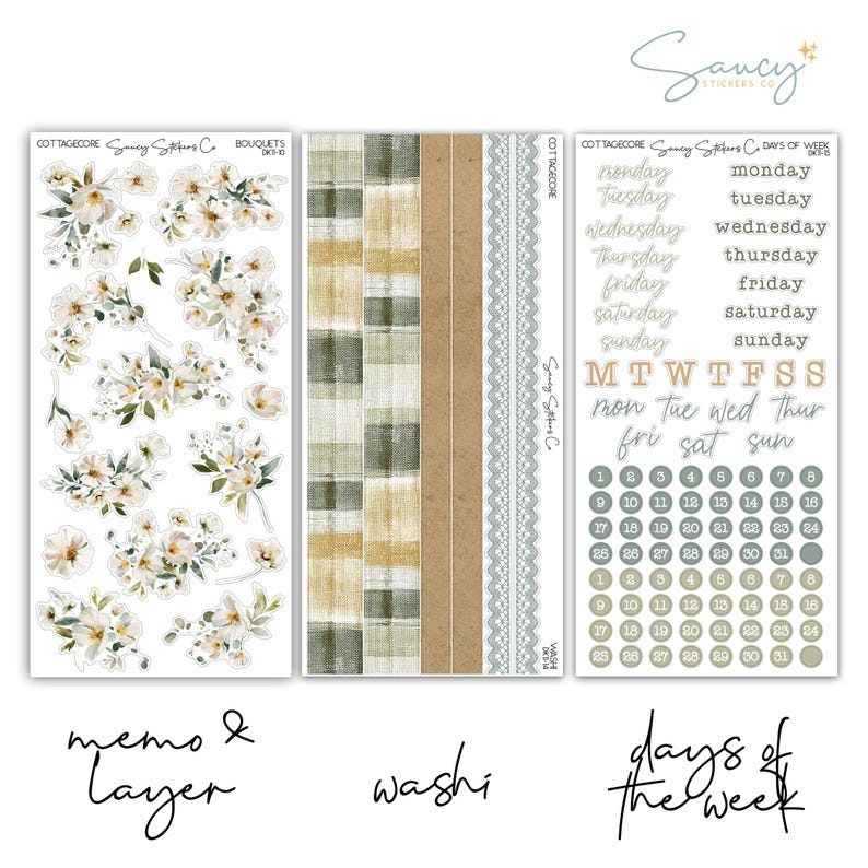 Cottagecore Journal Sticker Kit | Journaling, Floral Planner Stickers ...