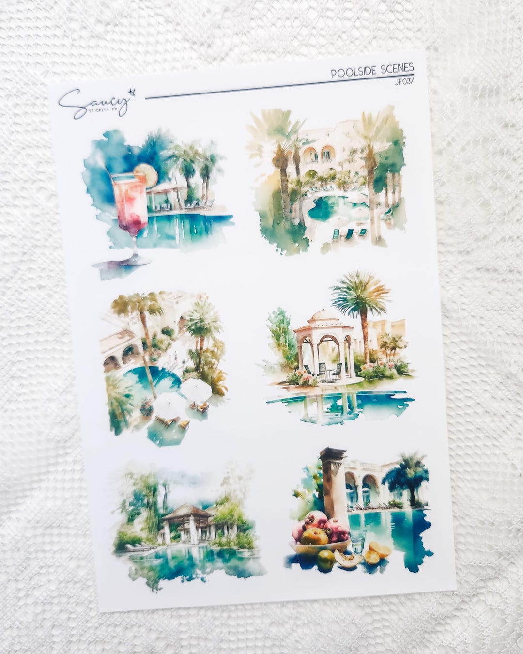 Poolside Scenes Stickers | Planner, Journal Sticker - Etsy