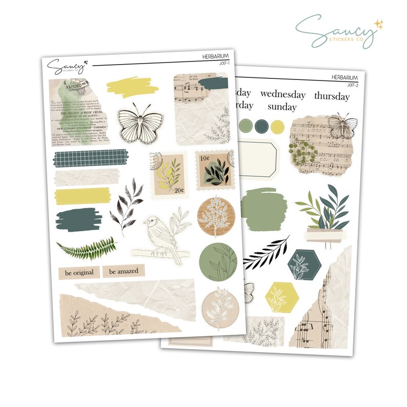 Herbarium Journaling Sticker Kit Bullet Journal Stickers - Etsy