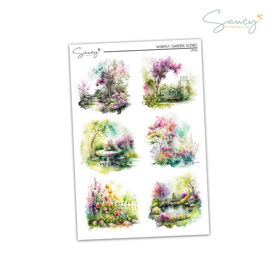Whimsy Garden Scenes Journaling Sticker Kit Bullet Journal Stickers ...