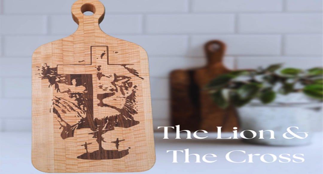 The Lion & the Cross” Prep + Serve Board - Etsy