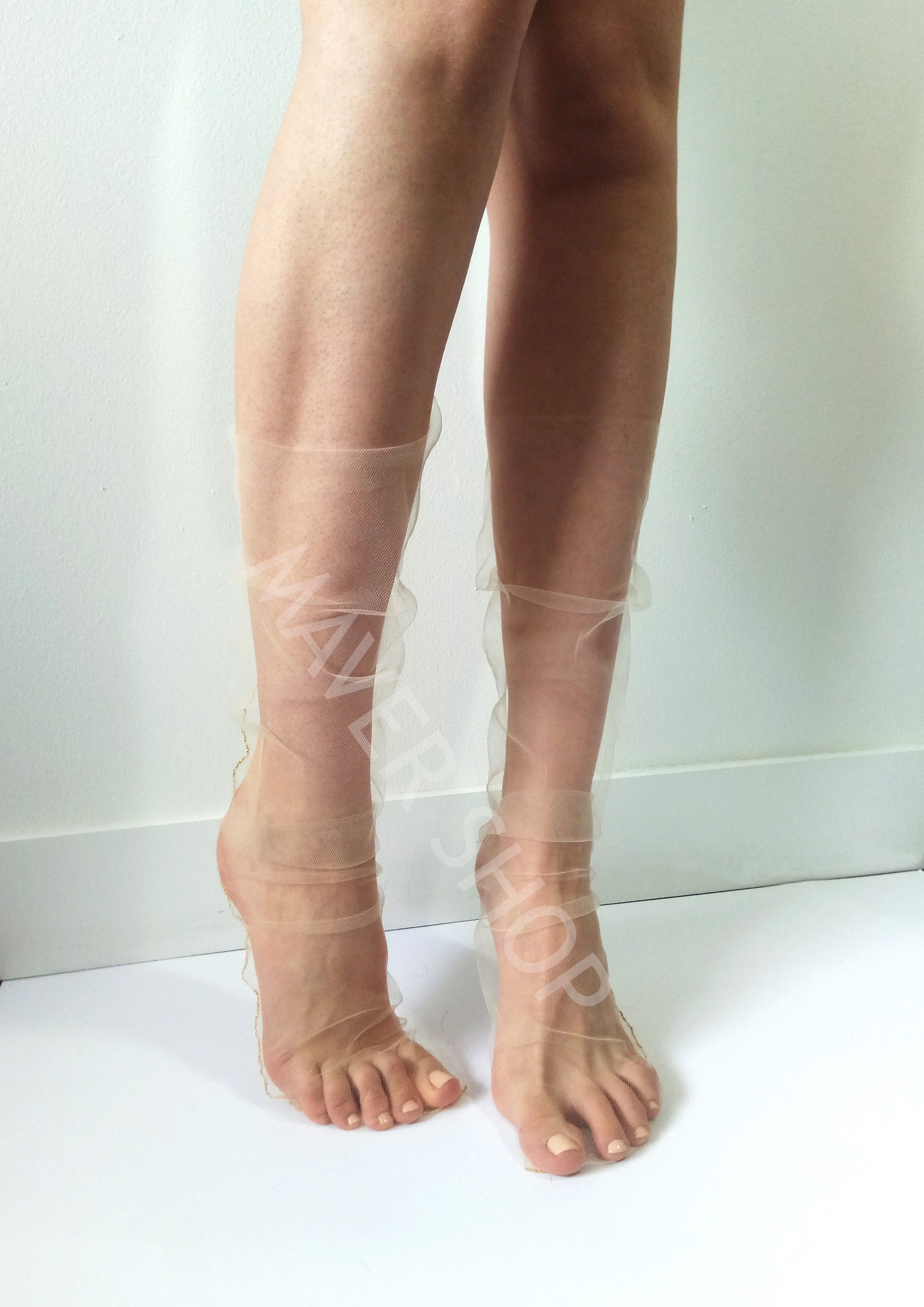 Sheer Mesh Tulle Transparent Ankle Socks Color Sand | Etsy