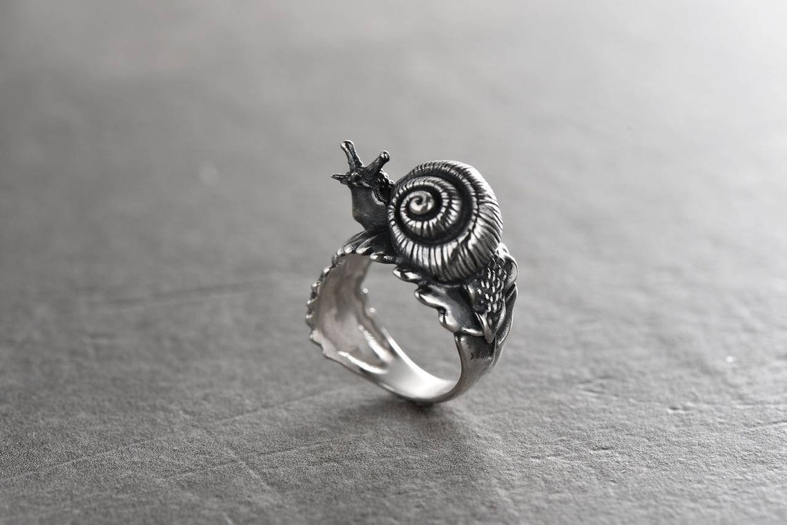 Snail ring Freshwater snail ring Animal jewelry Leaf ring | Etsy