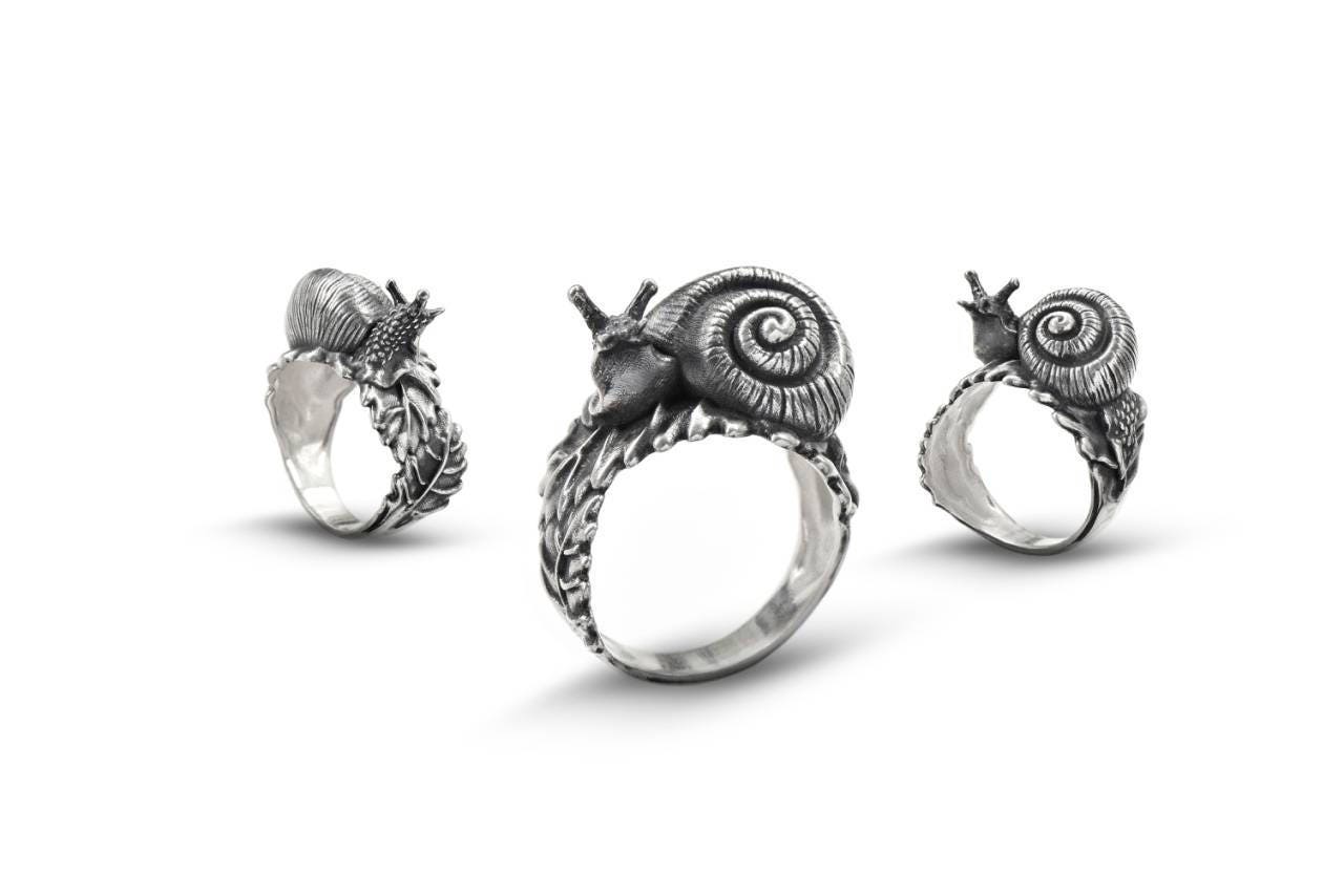 Snail ring Freshwater snail ring Animal jewelry Leaf ring | Etsy