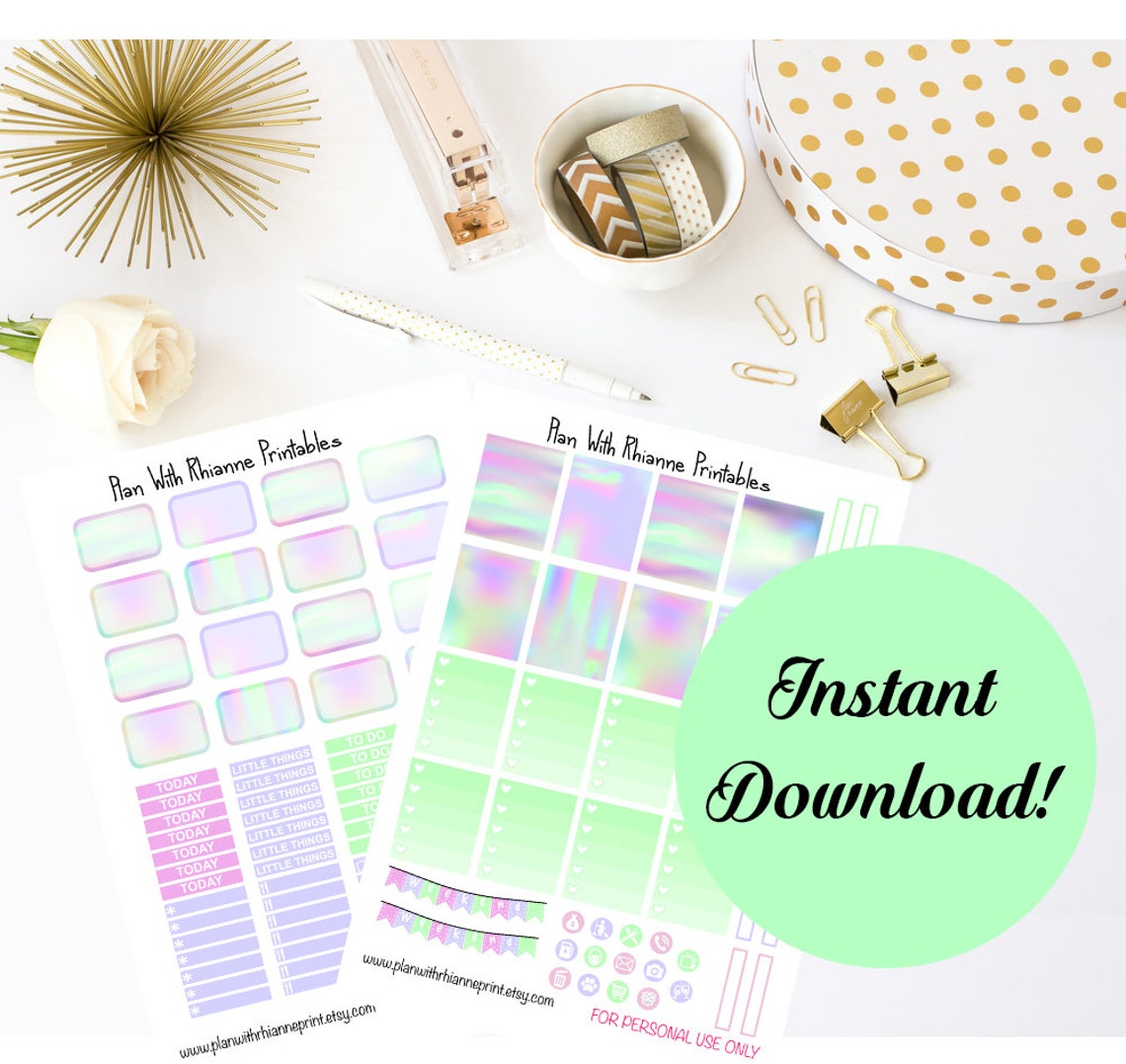 PRINTABLE Hologram Themed Weekly Kit Specifically for the Erin | Etsy