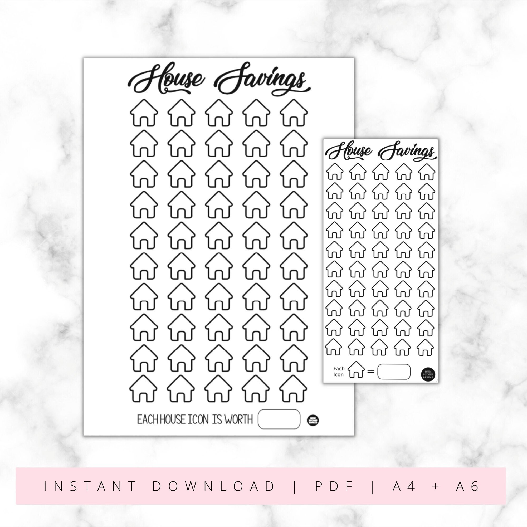 House Savings Tracker PDF Digital Download in A4 A6, Visual Tracker ...