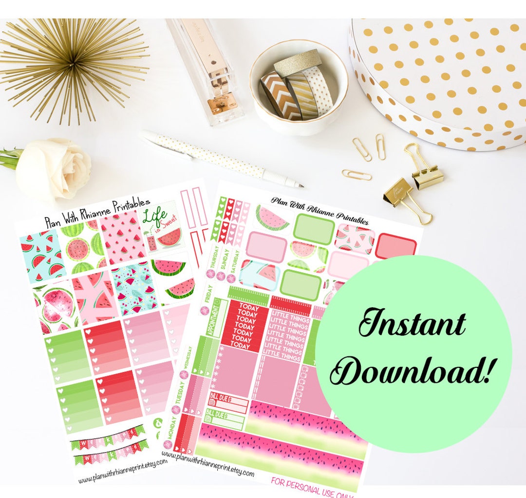 PRINTABLE Watermelon Themed Weekly Kit Specifically for the Vertical ...