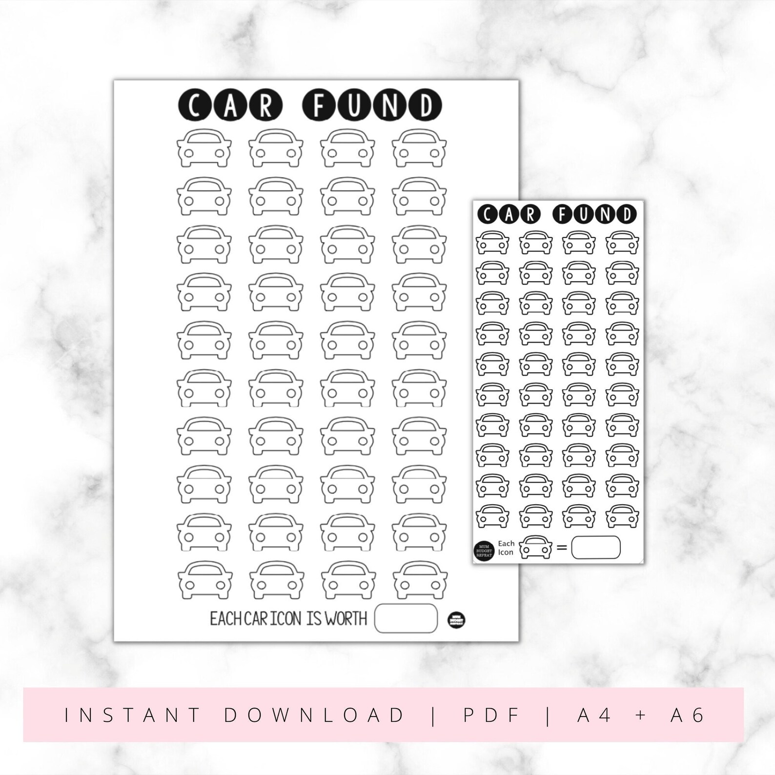 Car Fund Savings Tracker PDF Digital Download in A4 A6, Visual Tracker ...