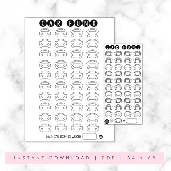 Car Fund Savings Tracker PDF Digital Download in A4 A6 | Etsy
