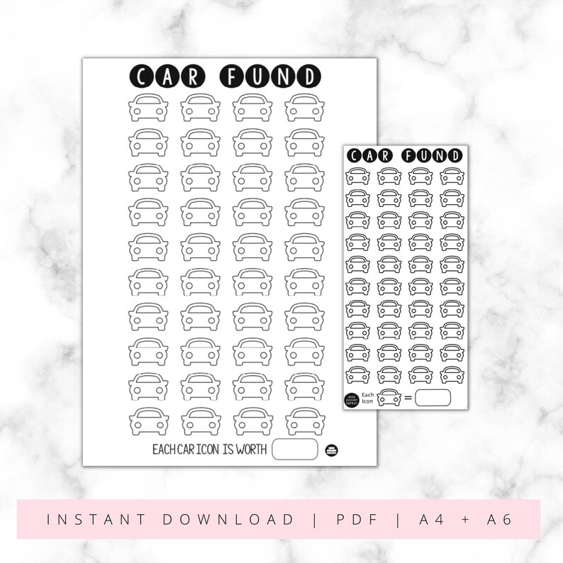 Car Fund Savings Tracker PDF Digital Download in A4 A6, Visual Tracker ...