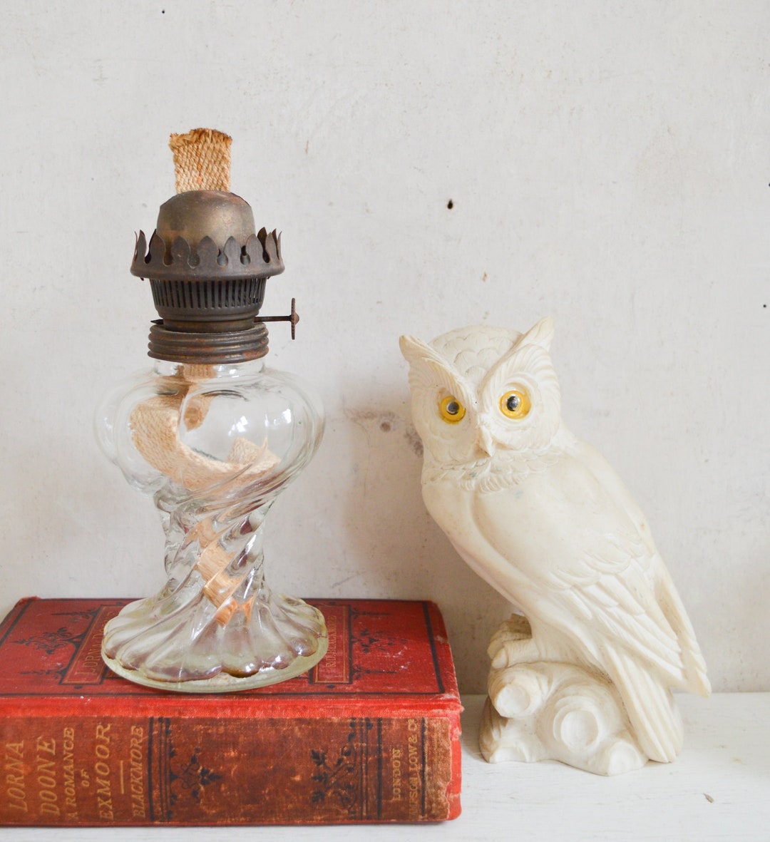 Antique Oil Lamp With Swirl Clear Glass, Oil Night Light Lantern - Etsy UK