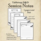 Dnd Session Notes Form Fillable Perfect for Session Summaries Adventure ...