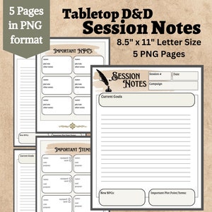 Digital Tabletop D&D Campaign Session Notes Journal Pack, Dungeons and ...