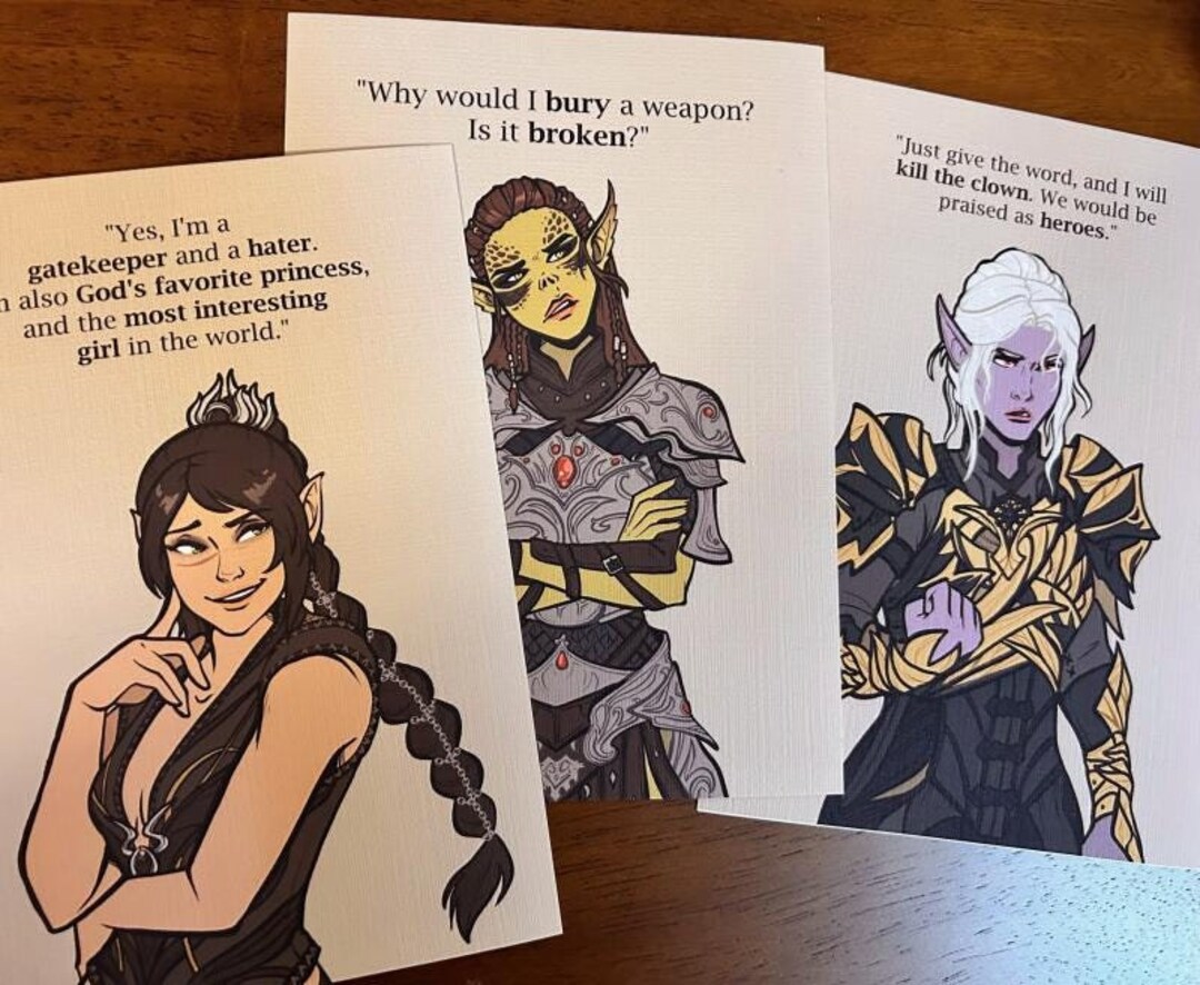 Baldur's Gate 3 BG3 Companion Quote 5x7 Print Set 1 (shadowheart/lae ...