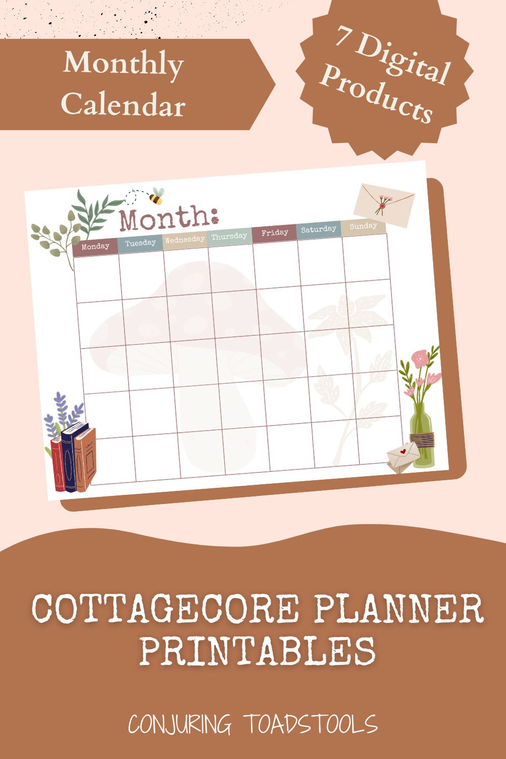 Cottagecore Earth Toned Garden Digital Printable Daily Weekly Monthly ...