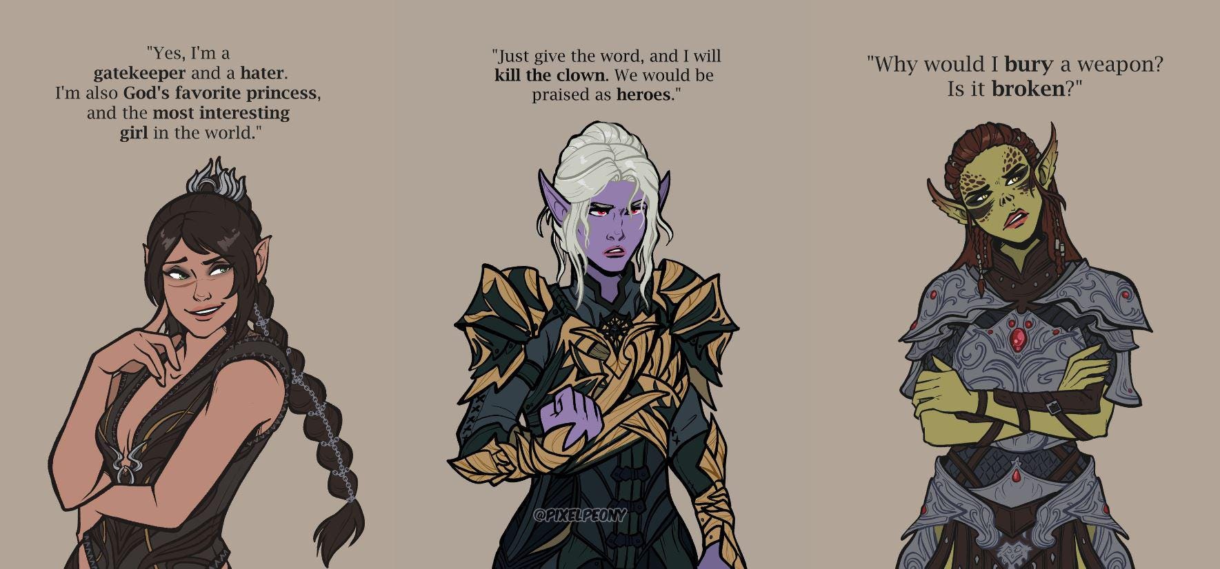 Baldur's Gate 3 BG3 Companion Quote 5x7 Print Set 1 (shadowheart/lae ...