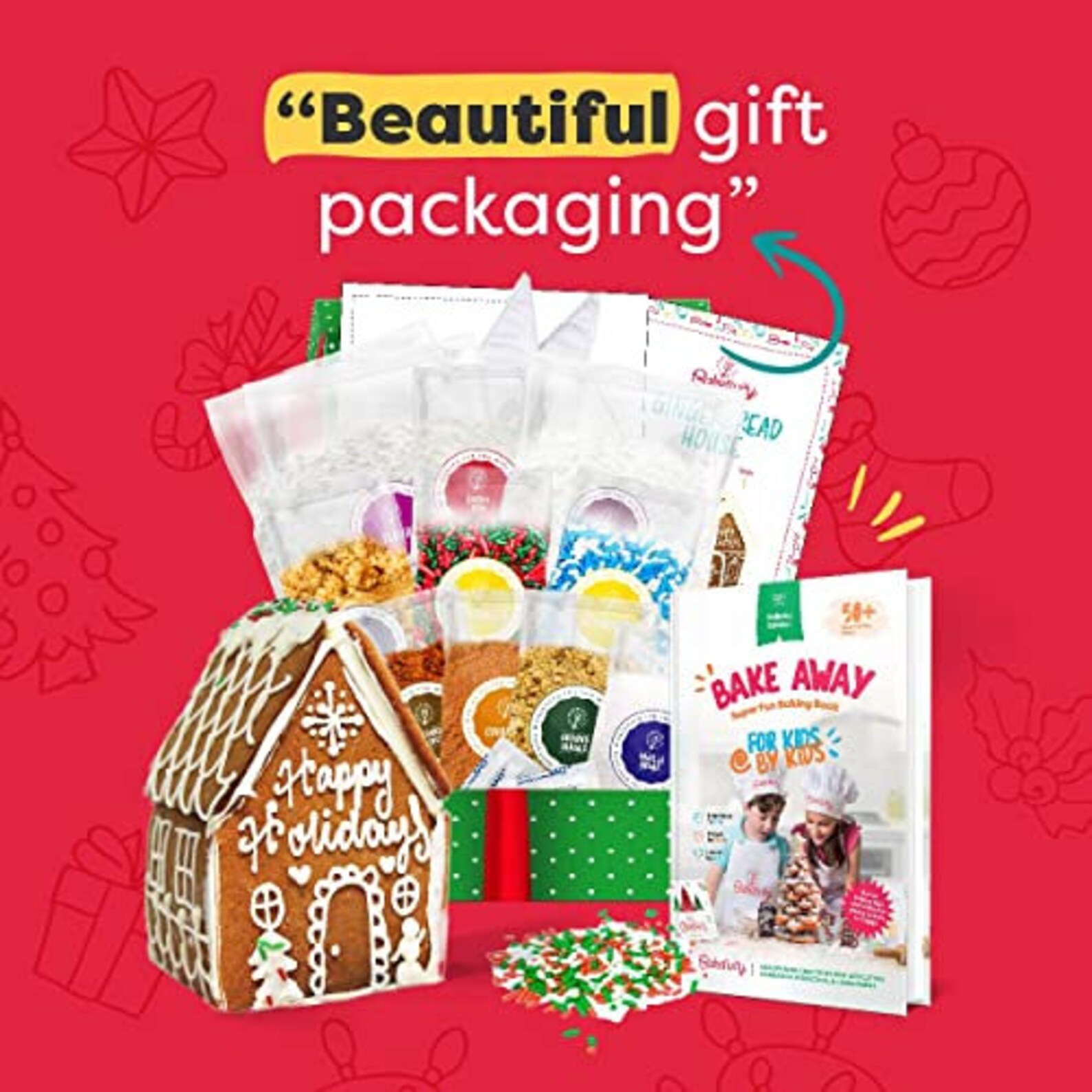 Baketivity Holiday Gingerbread House Kit and Kids Cookbook - Bake and ...