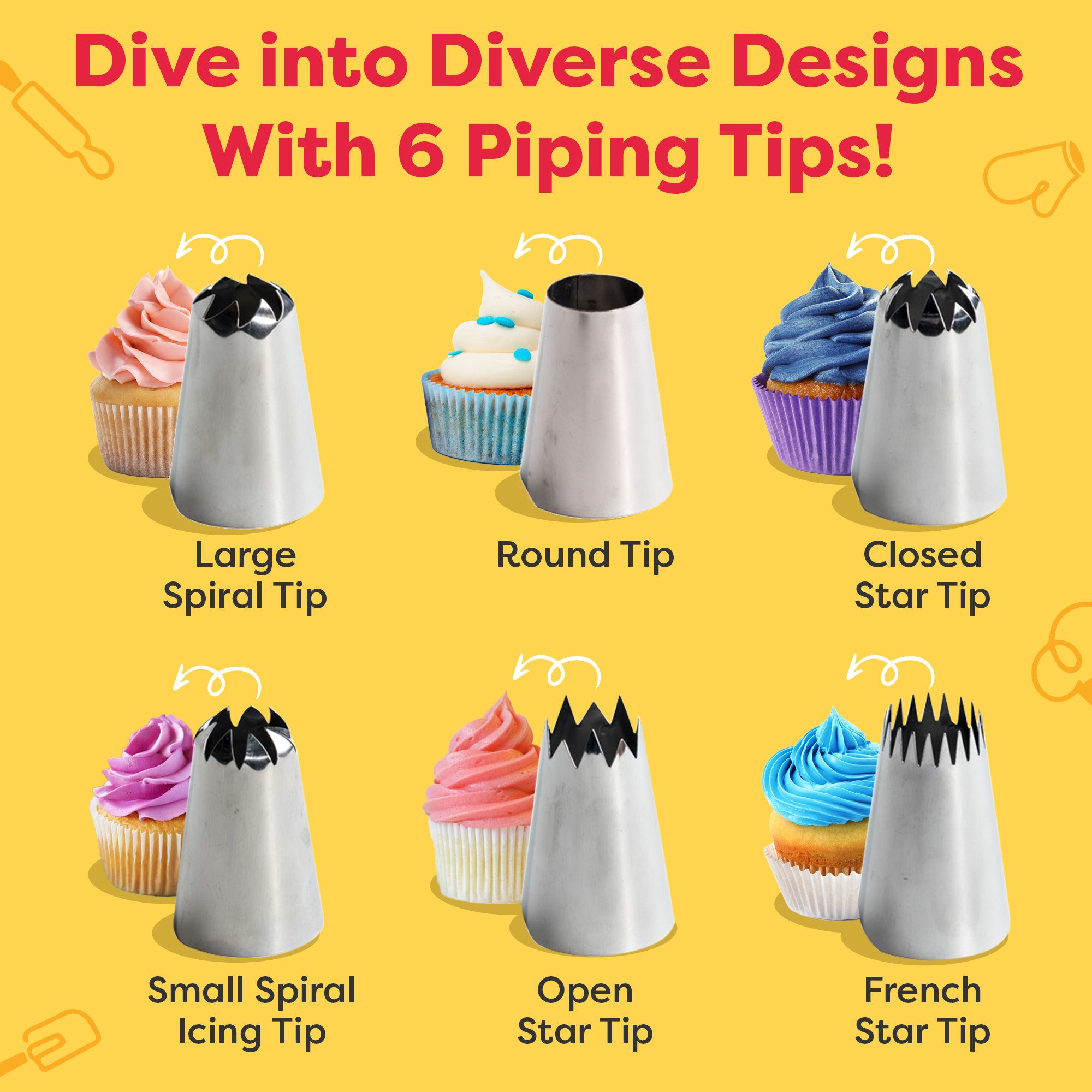 Baketivity 43-piece Piping Set, Piping Bags and Tips Set With Reusable ...