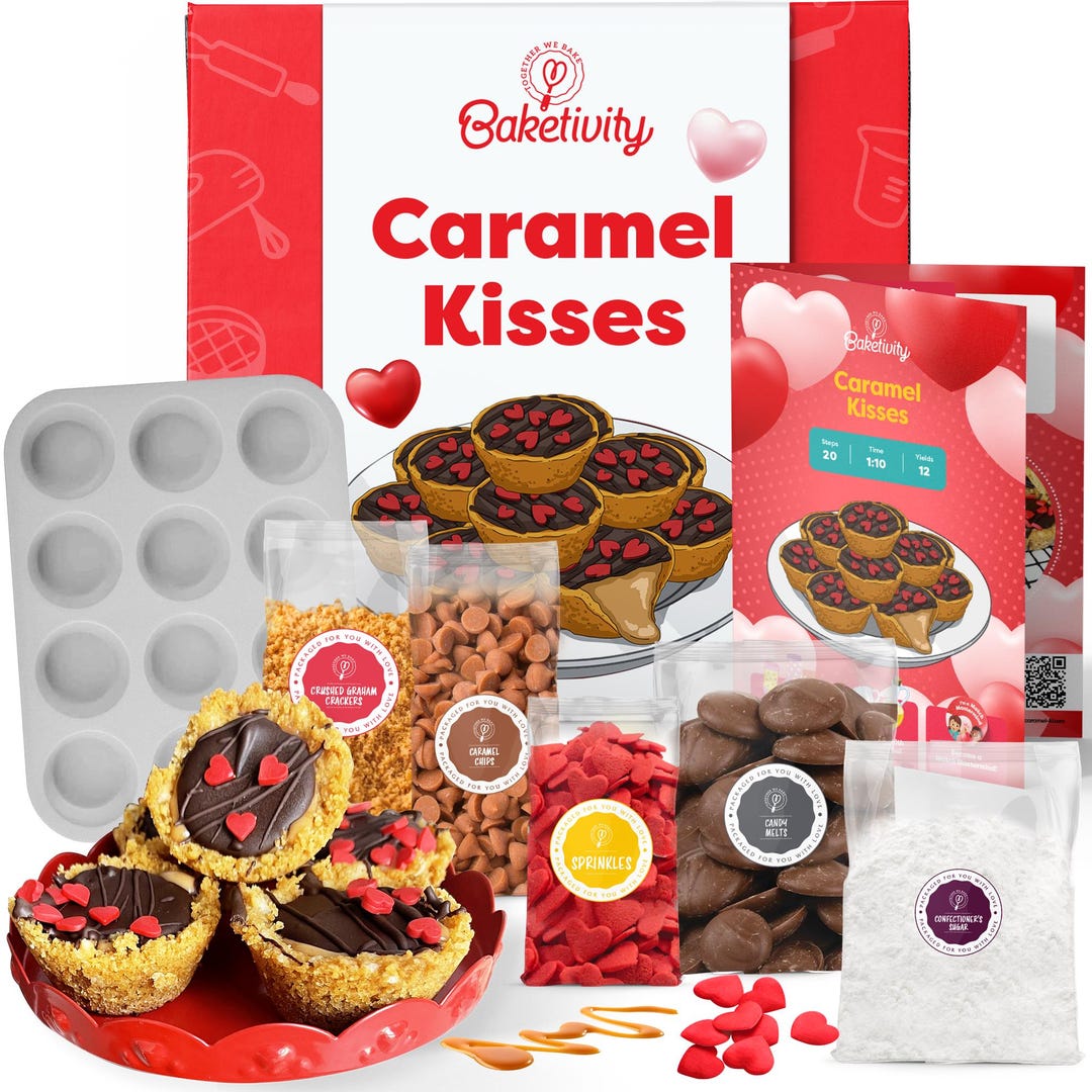 Baketivity Caramel Kisses Kids Baking Kit - Baking Set for Girls and ...