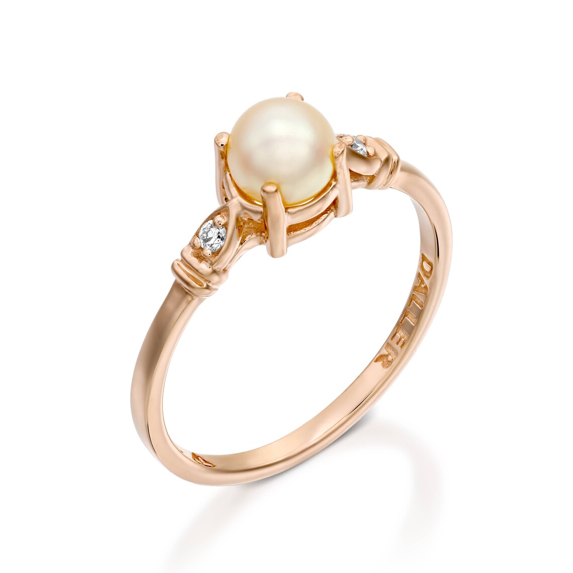 Pearl Engagement Ring Rose Gold Pearl Wedding Ring Pearl | Etsy