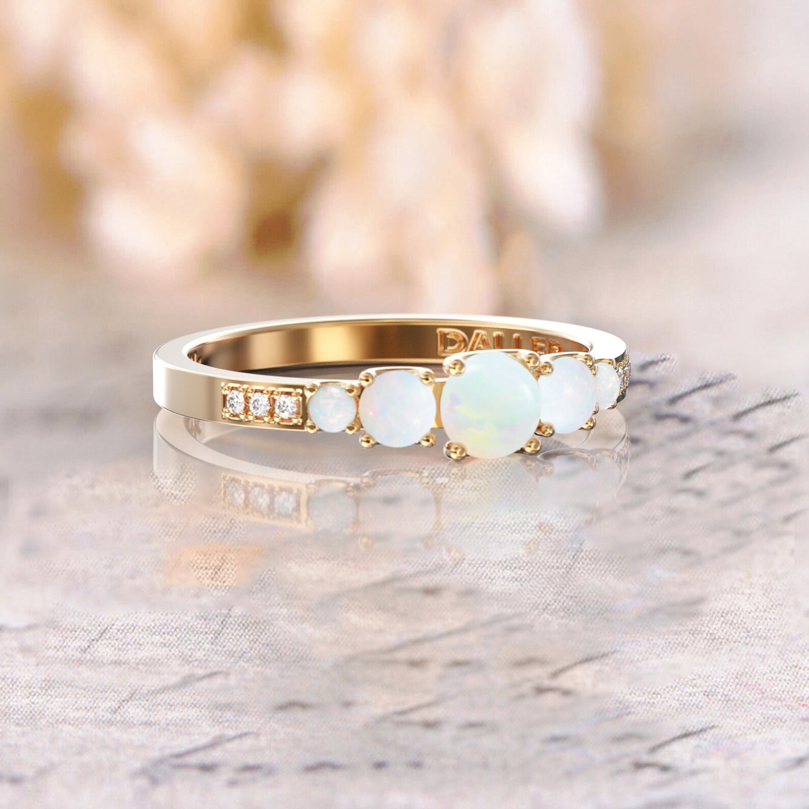 5 Opal Ring Opal Engagement Ring Opal Diamond Ring October Birthstone ...