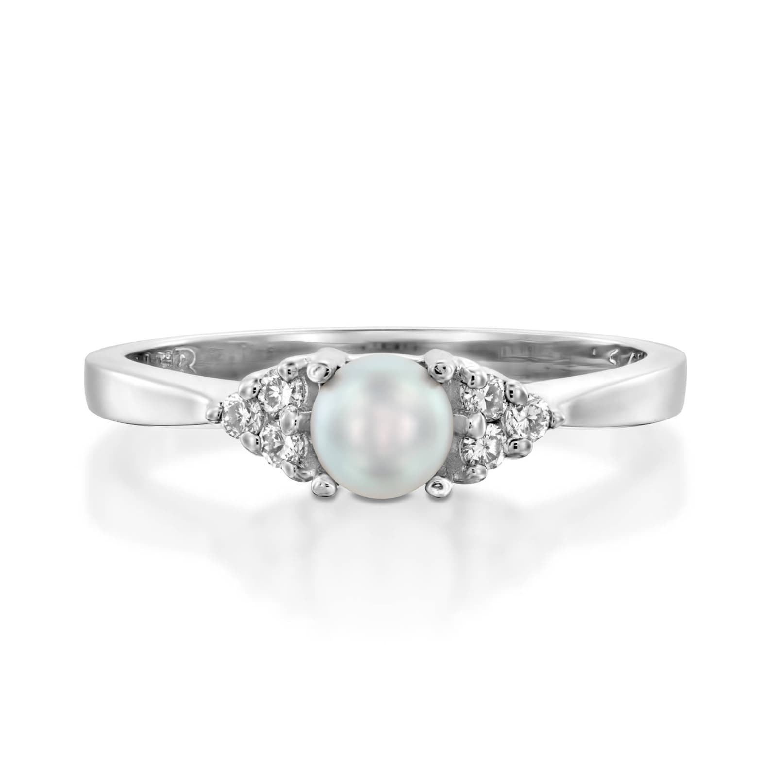 Pearl Engagement Ring 14k White Gold Engagement Ring Pearl - Etsy