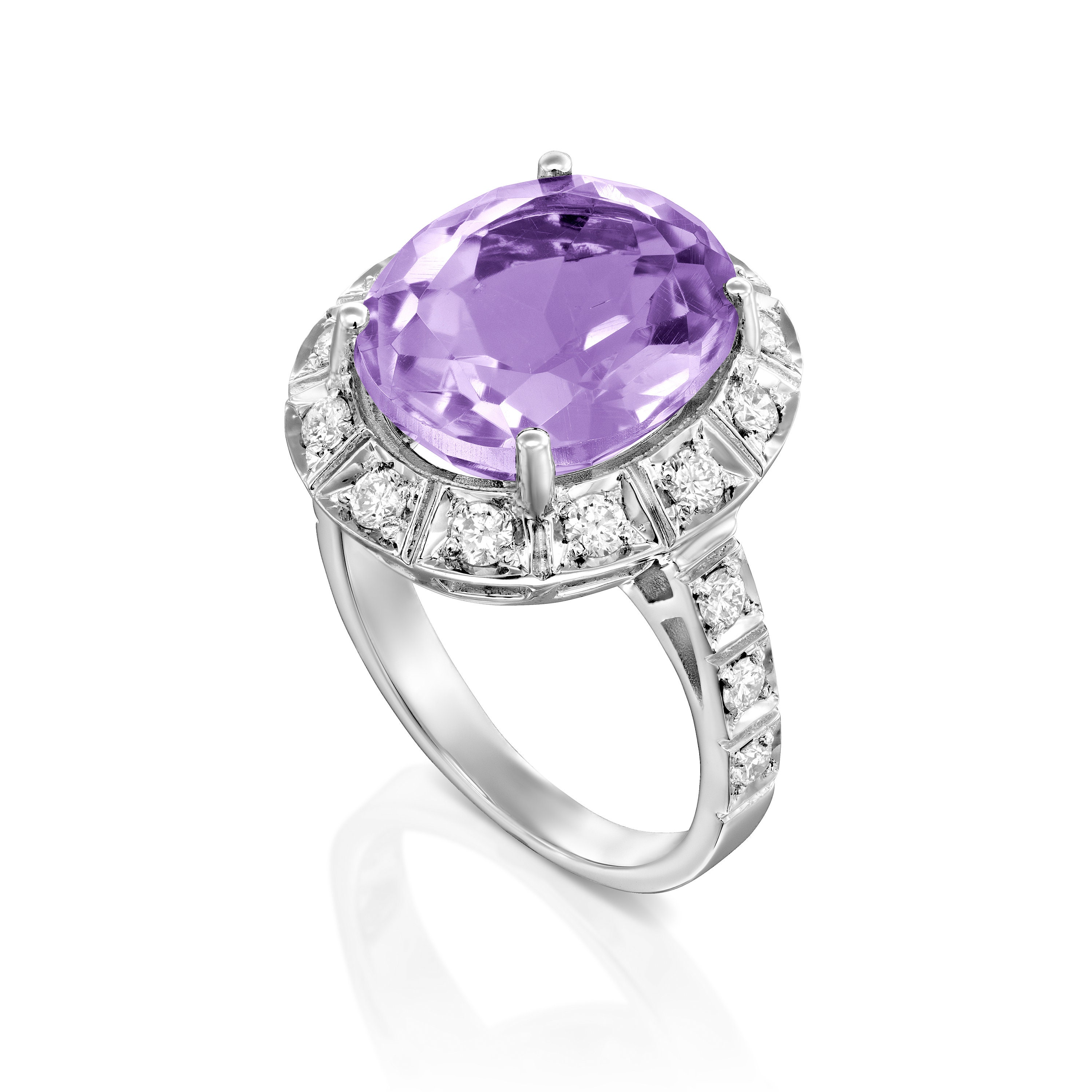 Oval Engagement Ring Gemstone Engagement Ring 14x12mm Amethyst | Etsy