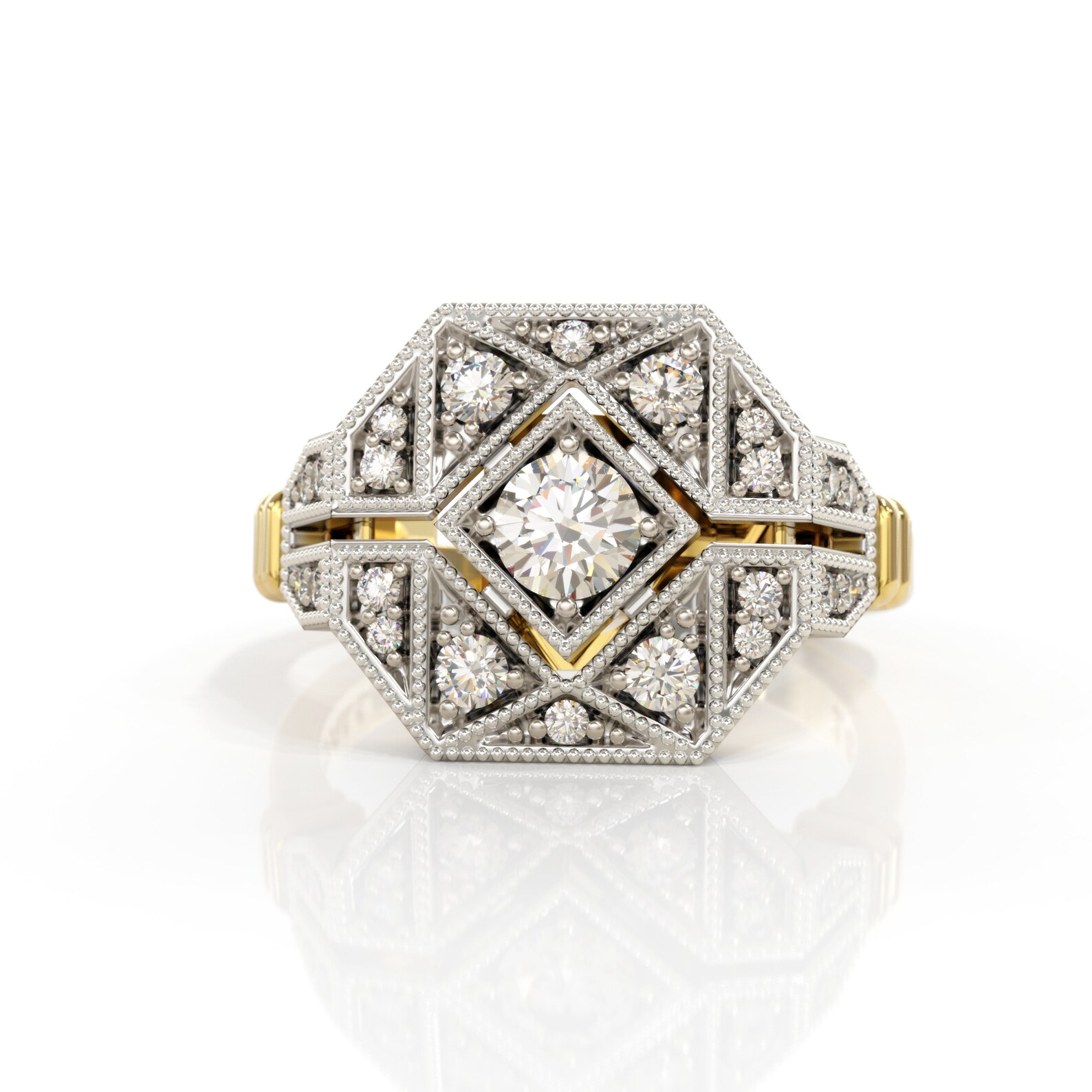 Cluster Diamond Engagement Ring Wide Diamond Ring for Women | Etsy