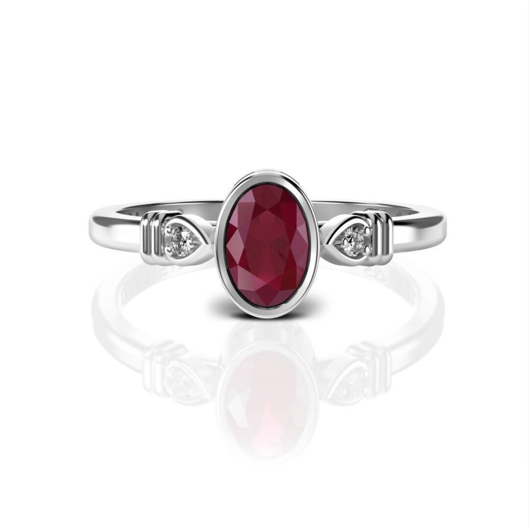 Ruby Ring Vintage, Bezel Ruby Ring, Ruby Engagement Ring, July ...