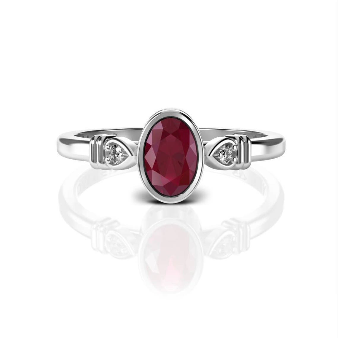 Ruby Ring Vintage Bezel Ruby Ring Ruby Engagement Ring July - Etsy