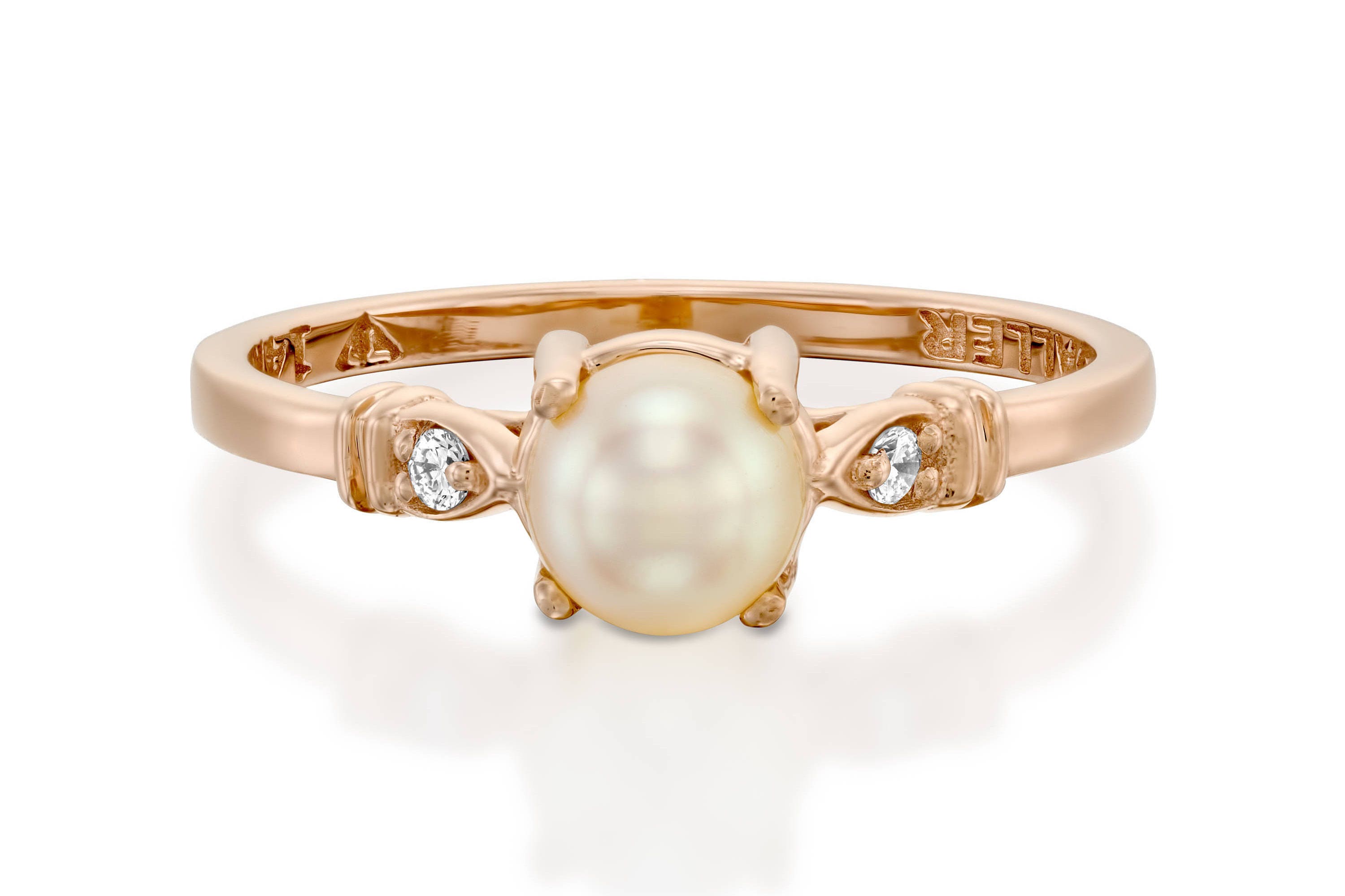 Pearl Engagement Ring Rose Gold Pearl Wedding Ring Pearl | Etsy