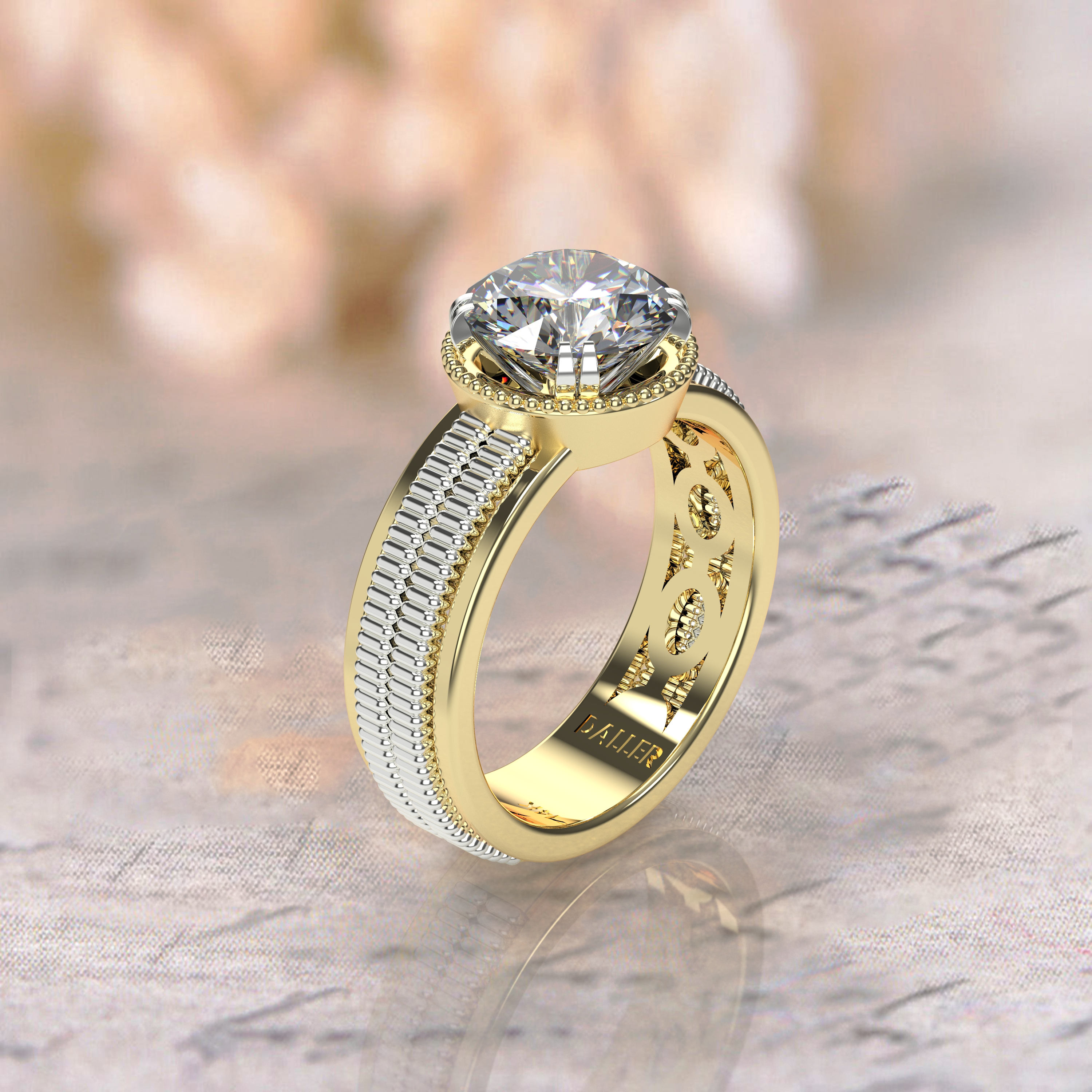 2 Carat Diamond Engagement Ring Two Tone Gold Ring - Etsy