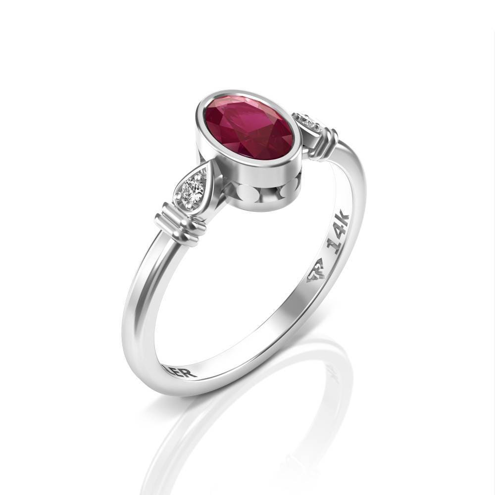 Ruby Ring Vintage Bezel Ruby Ring Ruby Engagement Ring July - Etsy