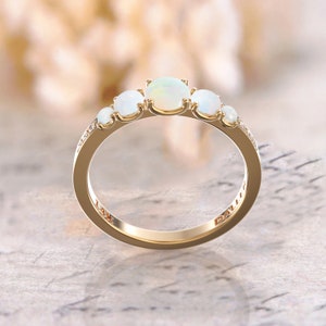 5 Opal Ring Opal Engagement Ring Opal Diamond Ring October Birthstone ...