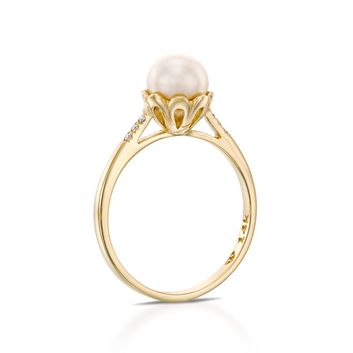 Pearl engagement ring 14k gold pearl ring White Pearl Ring | Etsy