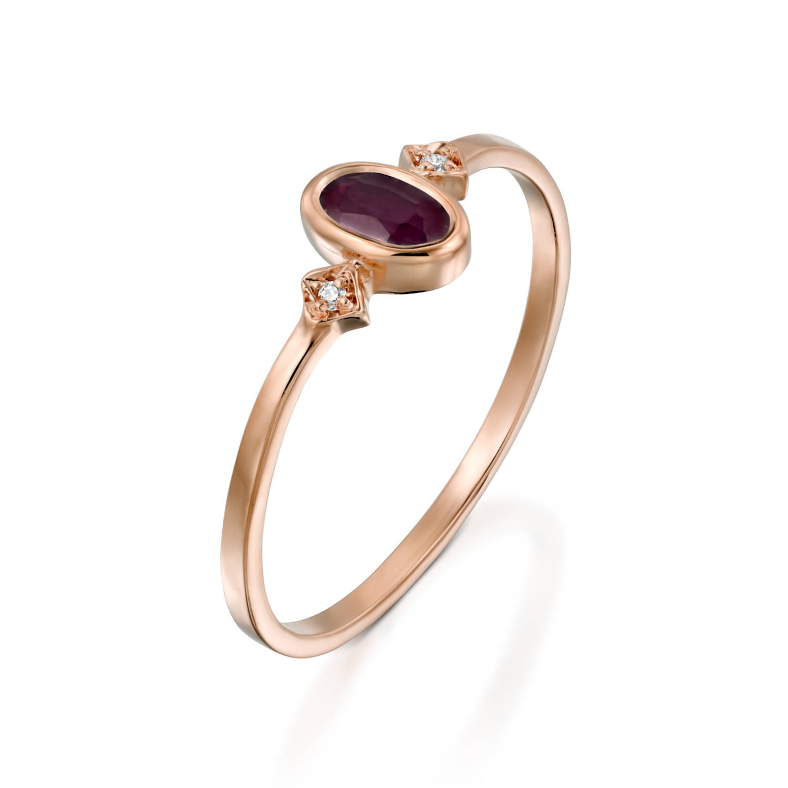 Ruby Ring Rose Gold Oval Ruby Ring Dainty Ruby Ring July | Etsy