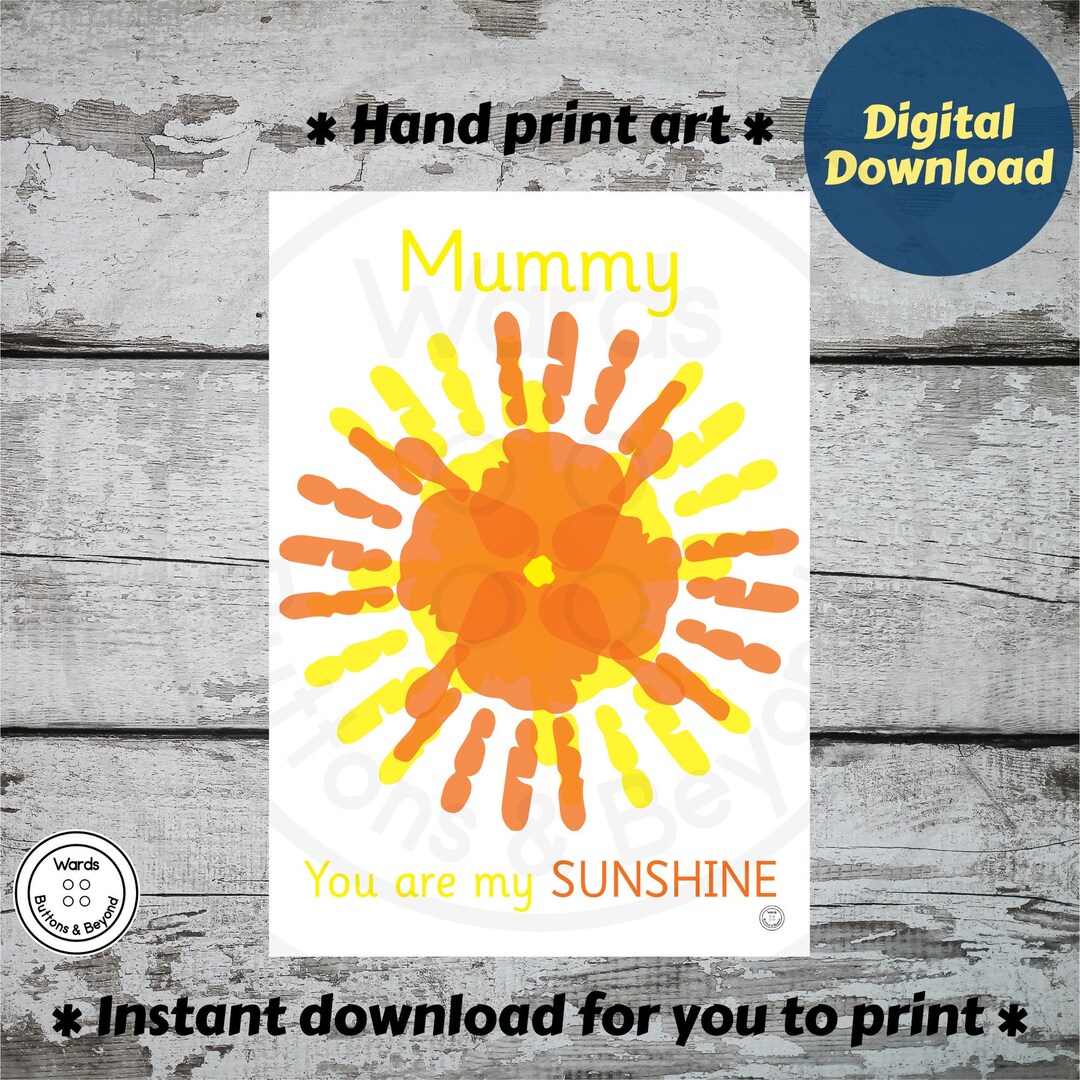 Printable Hand Print Sunshine, Childrens Craft Activity, Kids Activity ...
