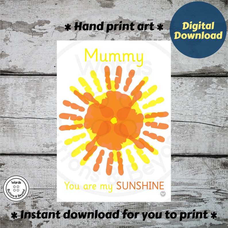 Printable Hand Print Sunshine, Childrens Craft Activity, Kids Activity ...