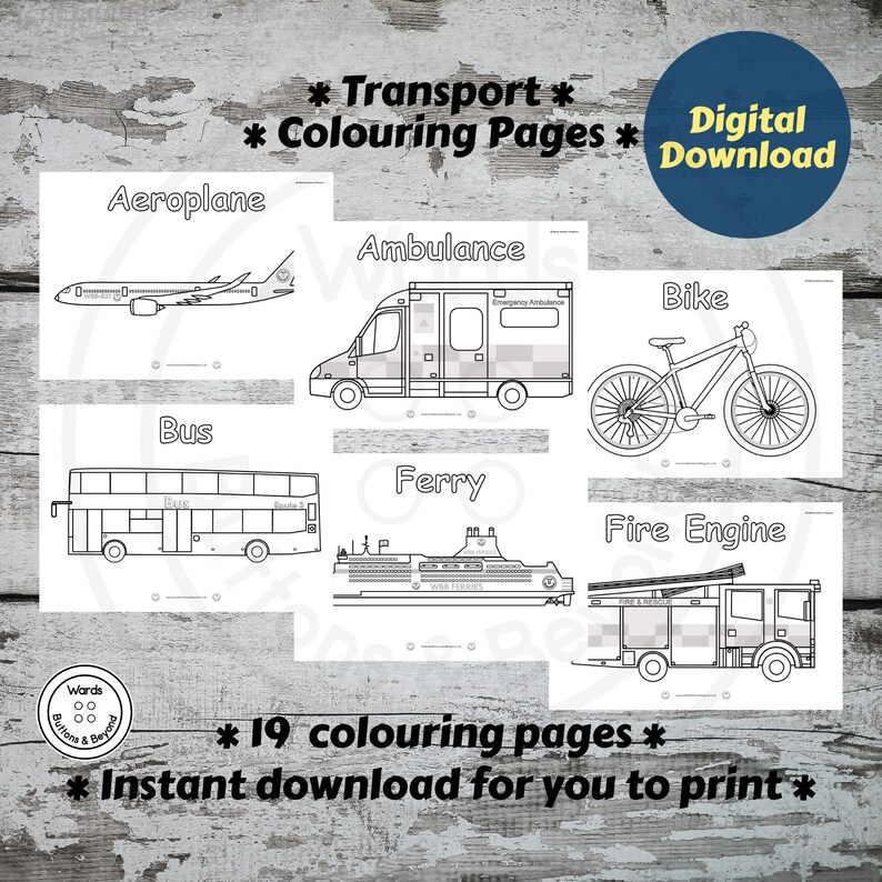 Printable Transport Colouring Sheets, Activity Sheets, Downloadable ...
