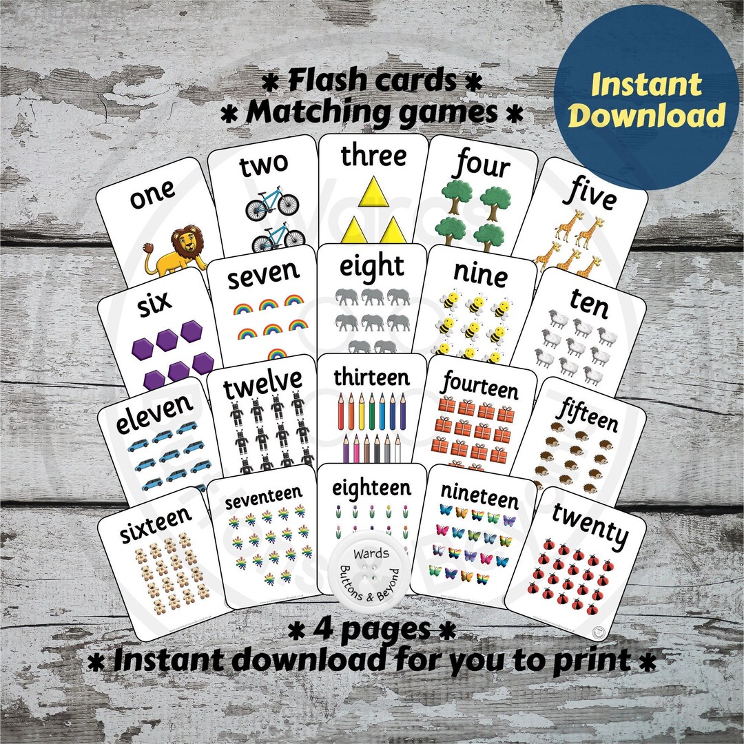 Printable Number Cards, Flash Cards, Number Matching, Childrens ...
