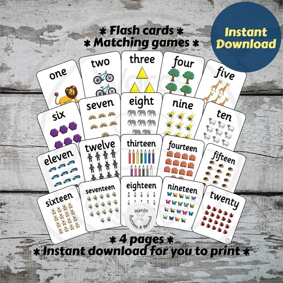 Printable Number Cards Flash Cards Number Matching | Etsy