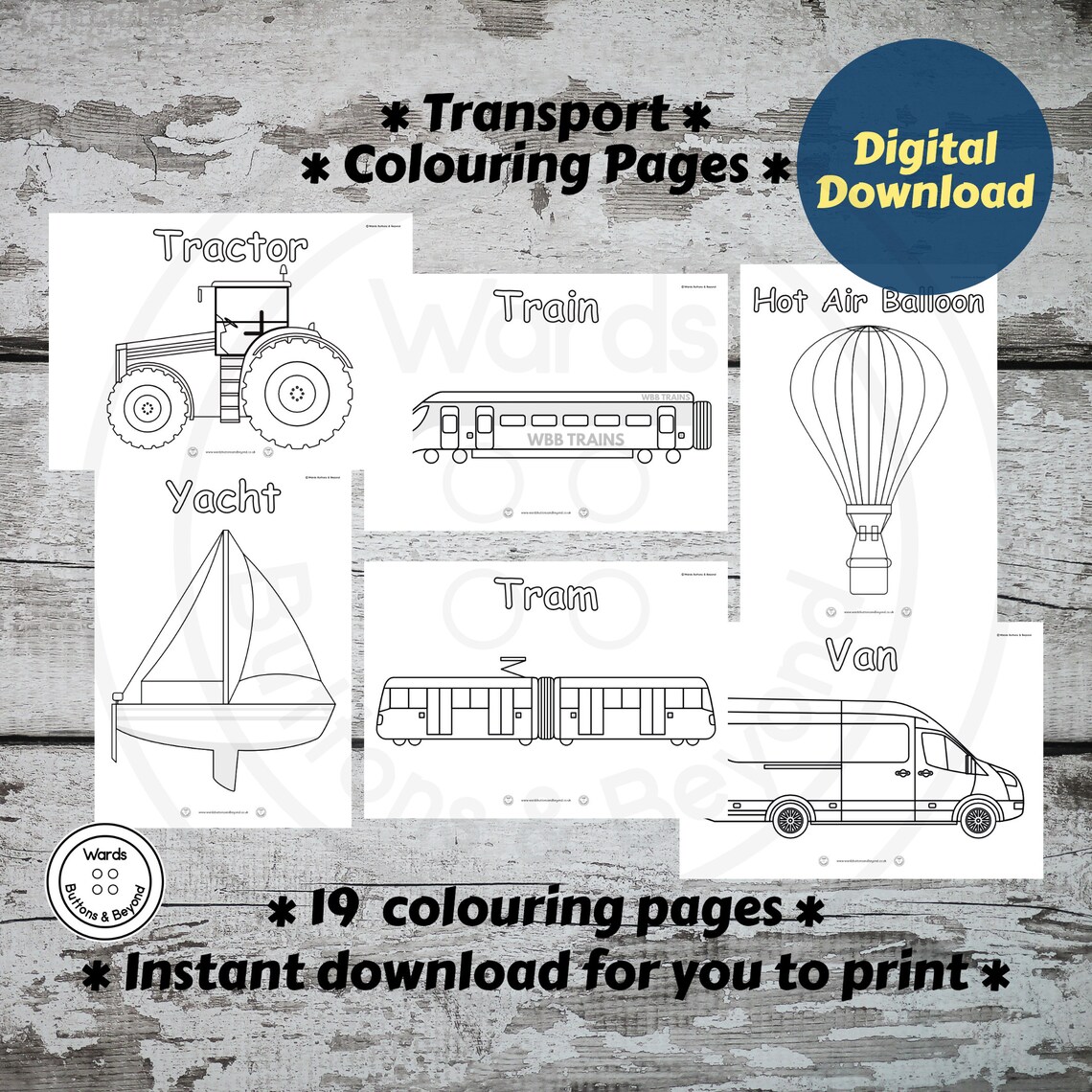 Printable Transport Colouring Sheets Activity Sheets - Etsy
