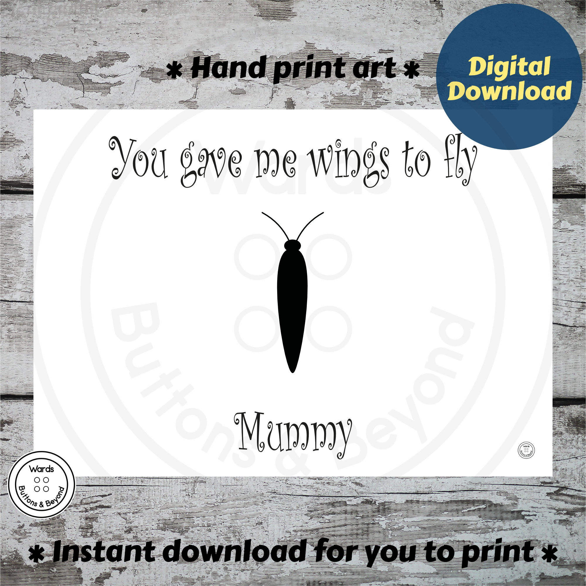 Printable Hand Print Butterfly, Childrens Craft Activity, Kids Activity ...