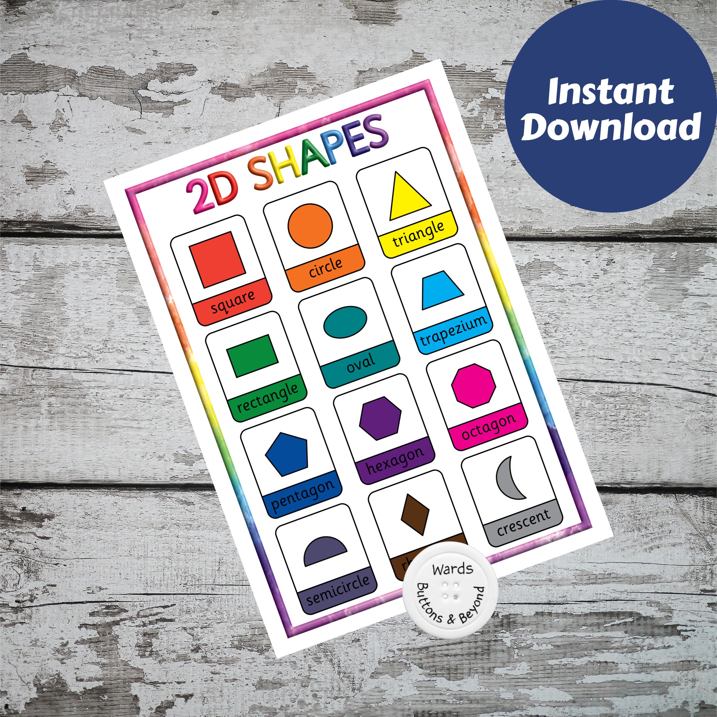 2D Shapes Rainbow Print, Preschool Print, Rainbow, Teacher Resources ...