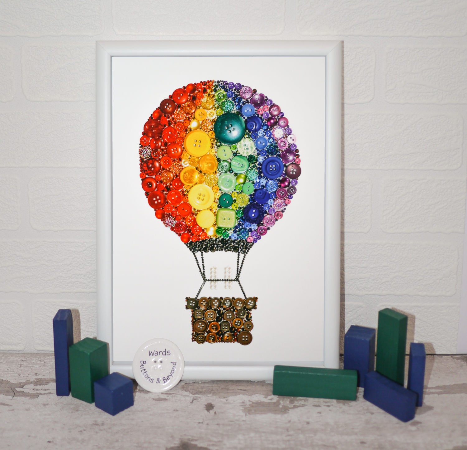 Hot Air Balloon Button Art PRINT on Satin Photo Paper. - Etsy UK