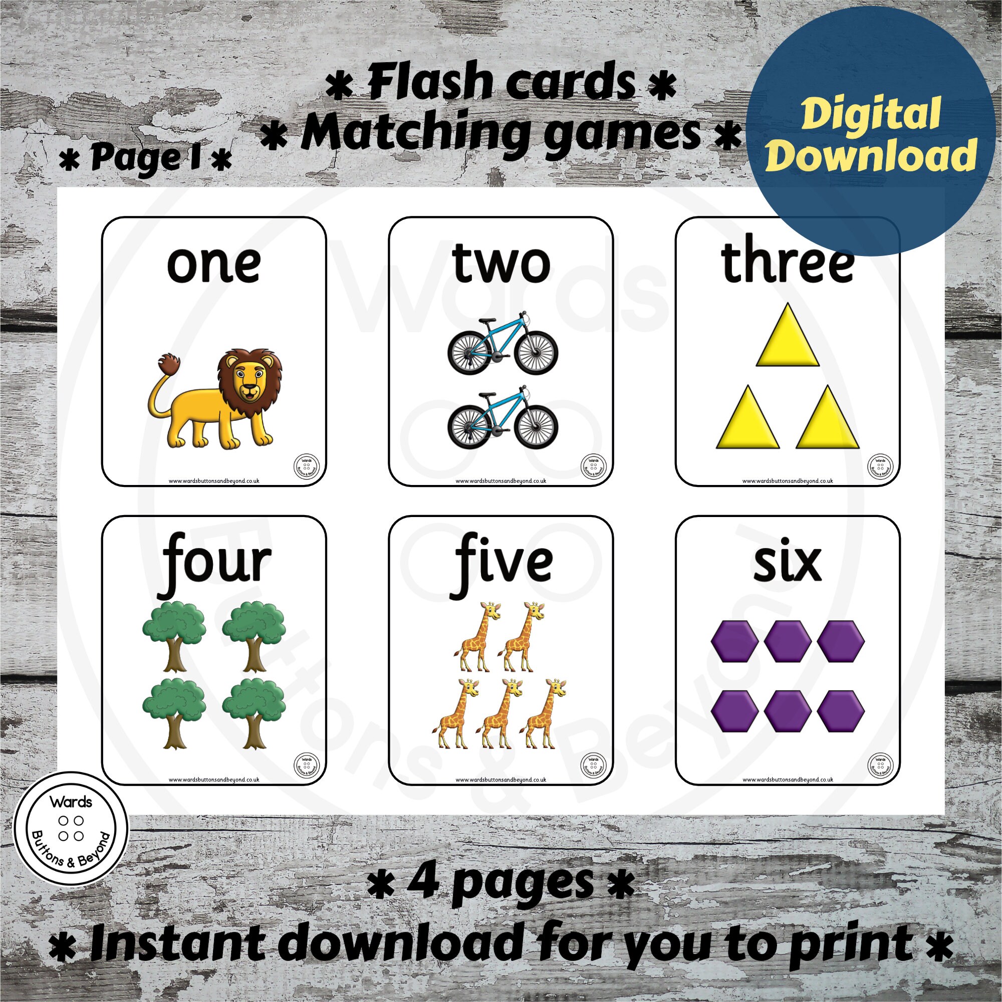 Printable Number Cards, Flash Cards, Number Matching, Childrens ...